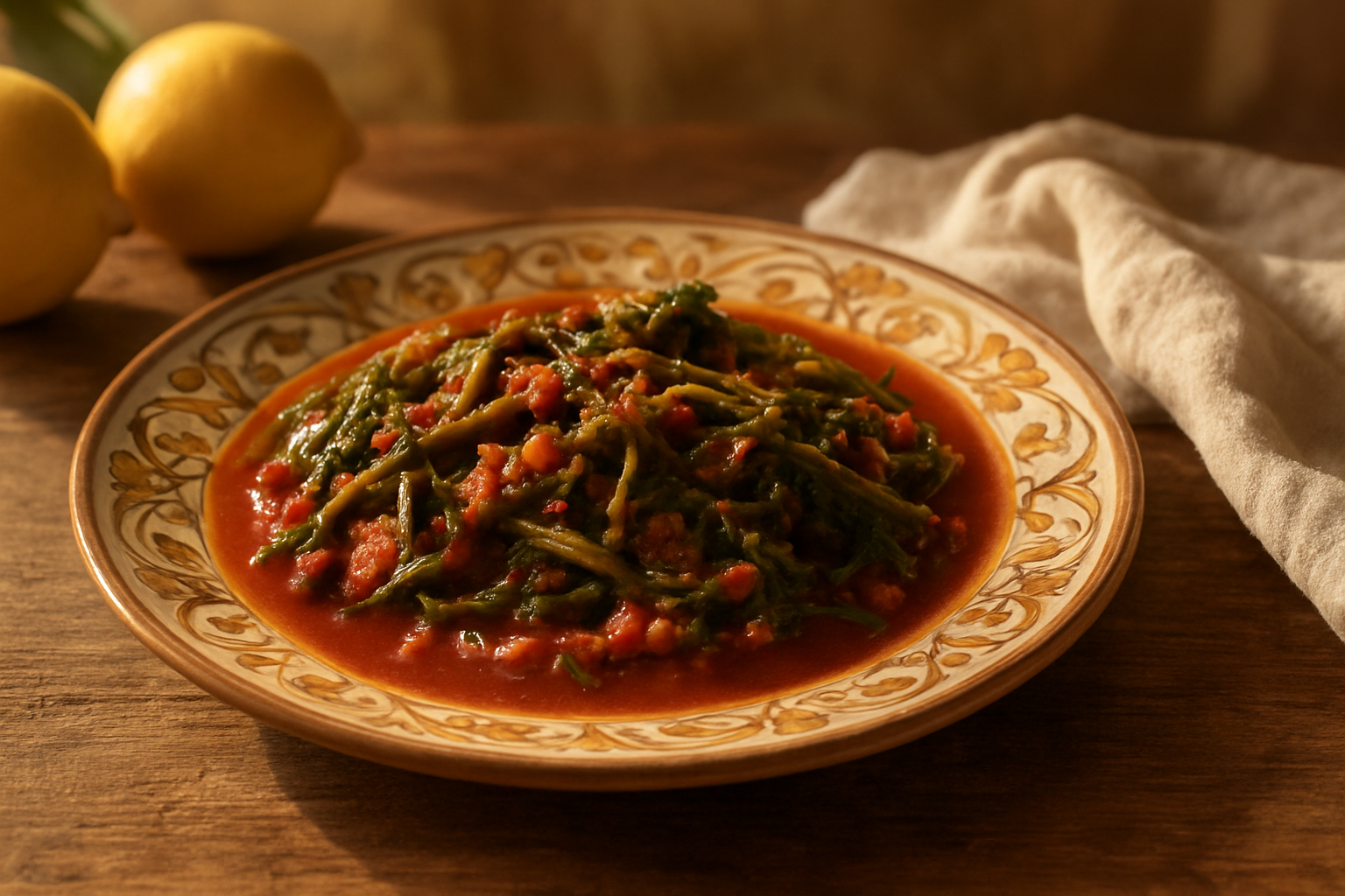 Aeolian-Style Wild Fennel in Tomato Sauce (Authentic Sicilian Recipe)