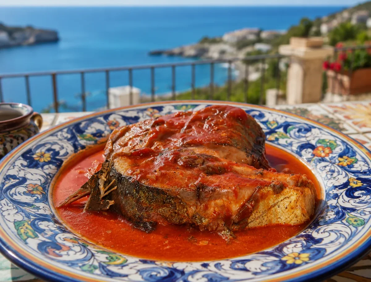 Sicilian lampuga in tomato sauce